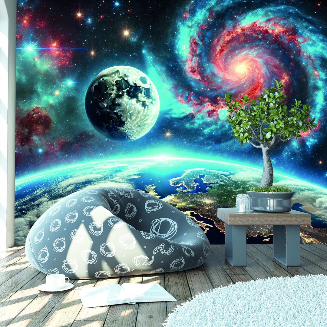 Cosmic Peel and Stick Wall Mural Space Wall Decor Planetary Bedroom ...