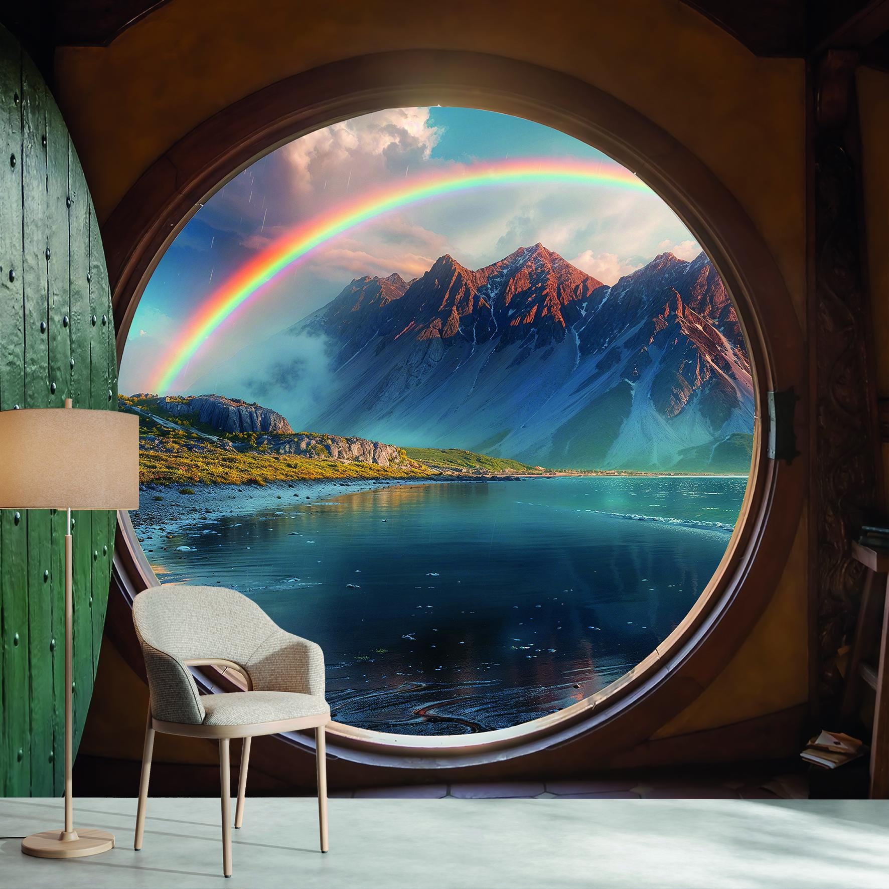 Mountain Lake View Window Wall Mural Lake Scenic Mural Nature ...