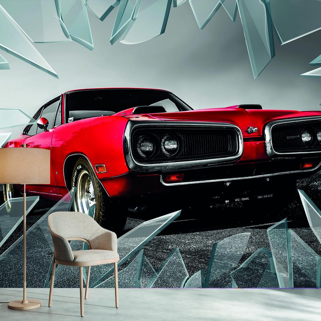 Colorful Wallpaper Featuring an Iconic Car Retro Car Peel and Stick ...