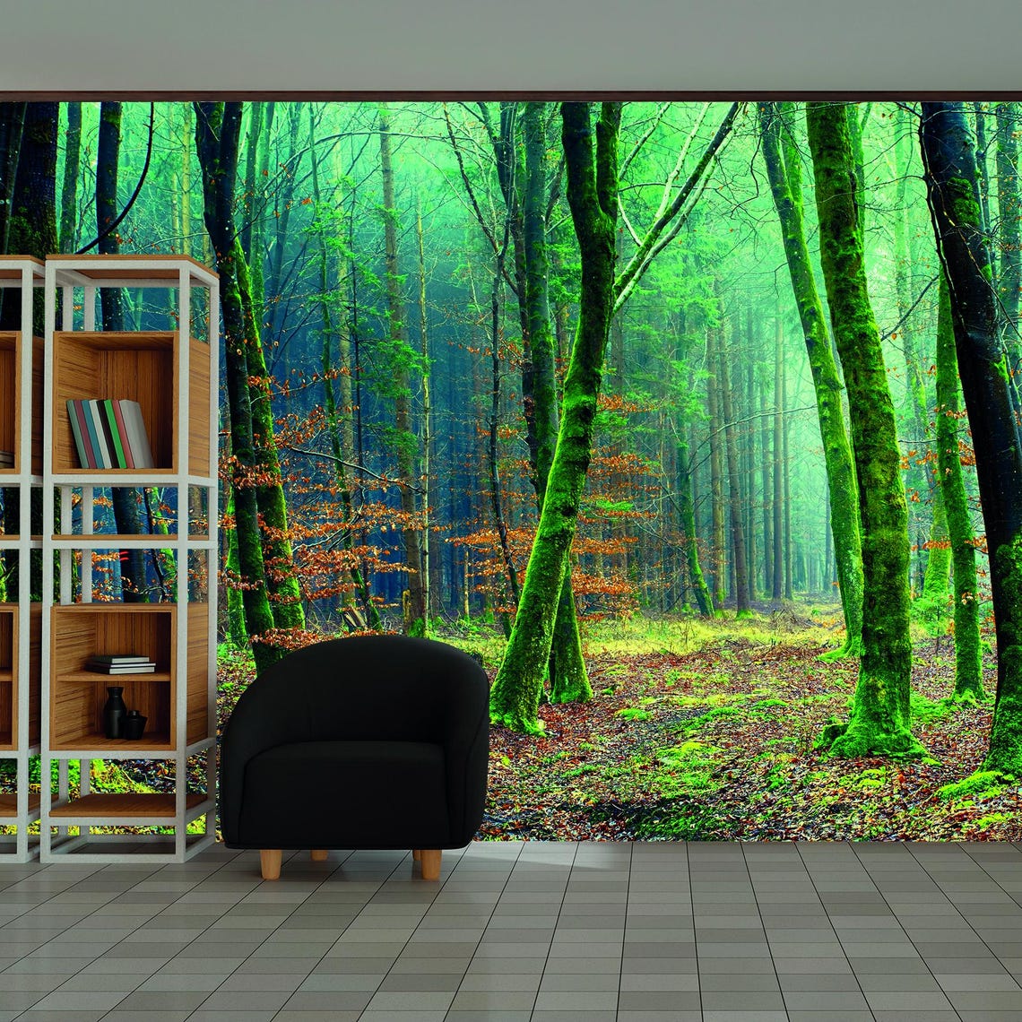 Forest Wall Decal Nature Wallpaper Removable Mural Moss on Tree Wall ...