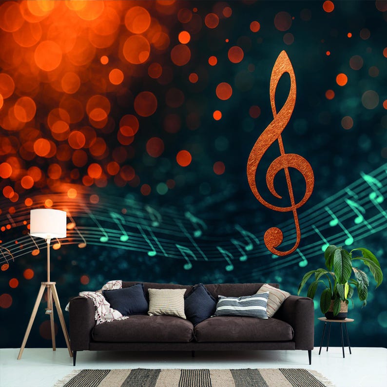 Music Notes Peel and Stick Wall Mural Musical Abstract Wall Art ...