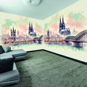 Cologne Cathedral Watercolor Wall Mural European Landmark Wallpaper ...