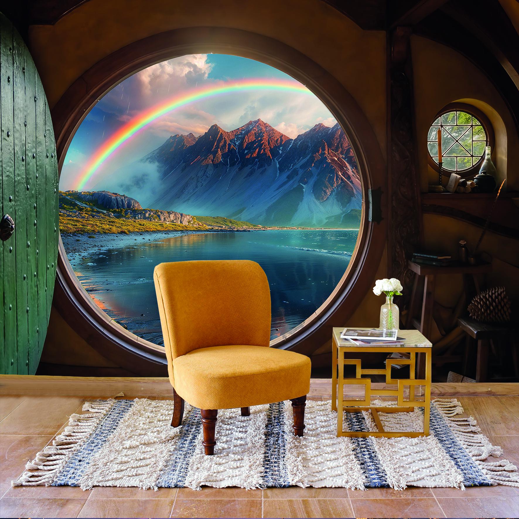 Mountain Lake View Window Wall Mural Lake Scenic Mural Nature ...