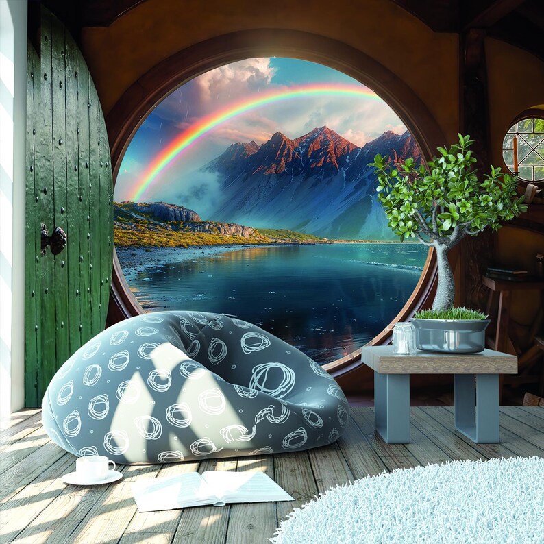 Mountain Lake View Window Wall Mural Lake Scenic Mural Nature ...