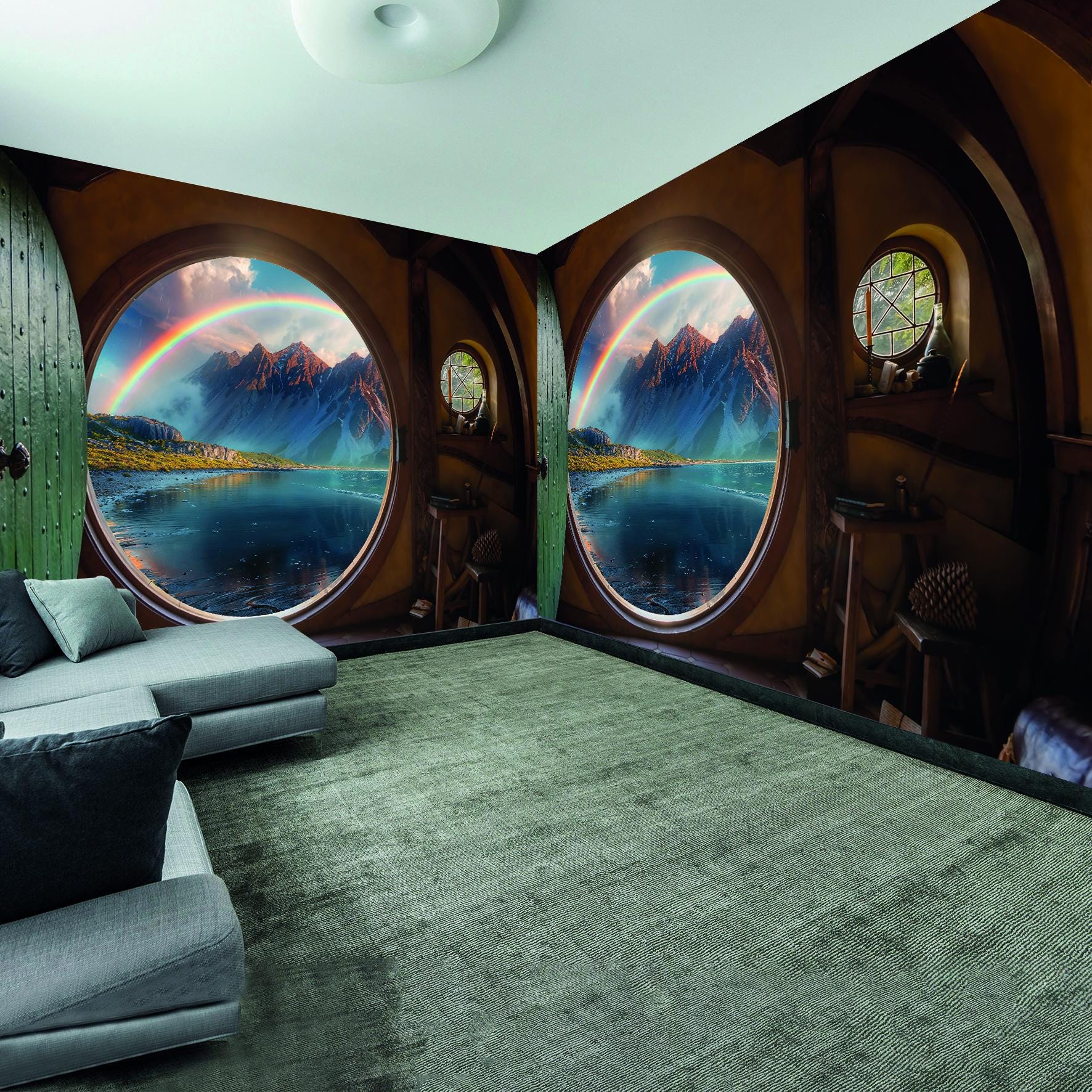 Mountain Lake View Window Wall Mural Lake Scenic Mural Nature ...