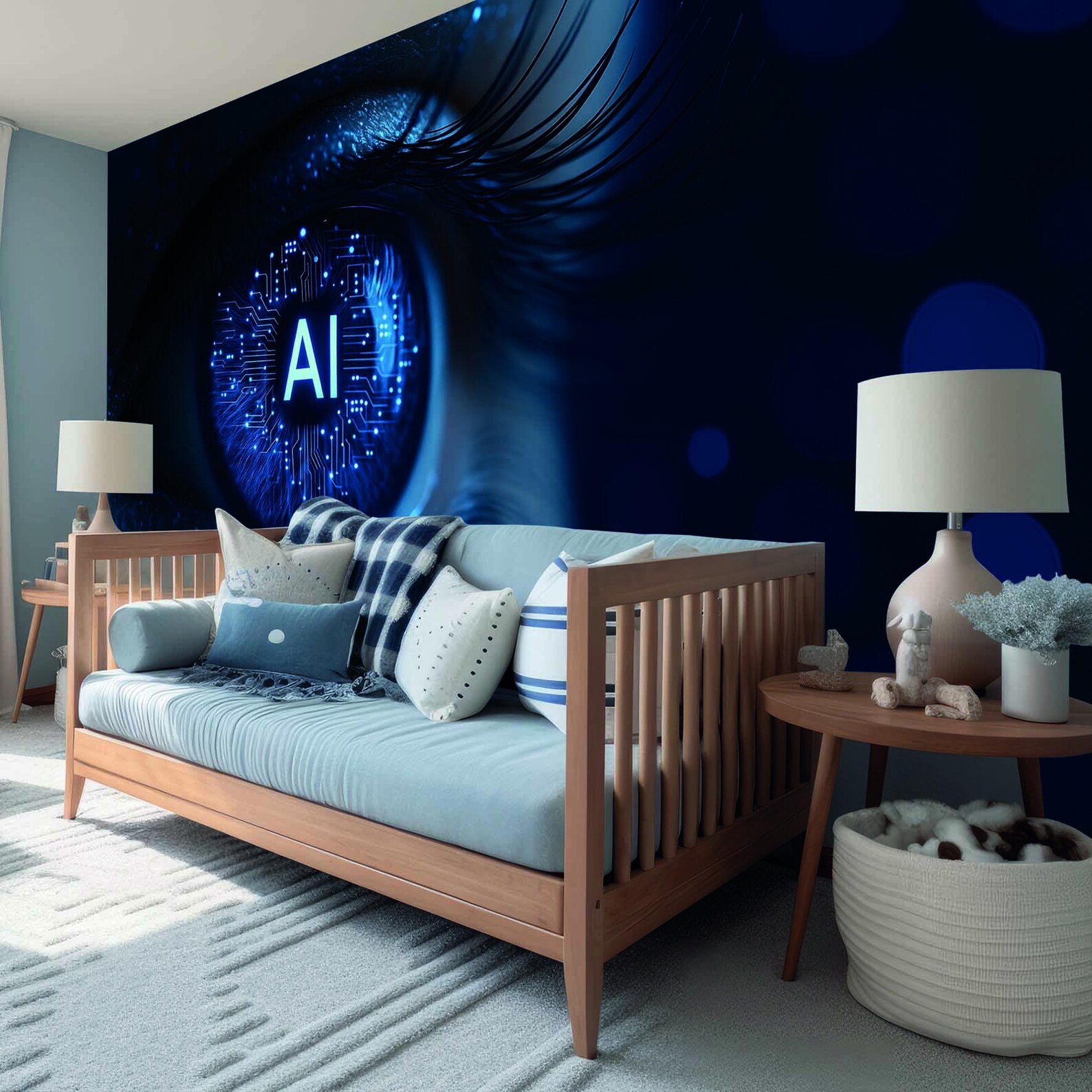 AI Artificial Intelligence Wall Mural Futuristic Wallpaper Tech Cyber ...