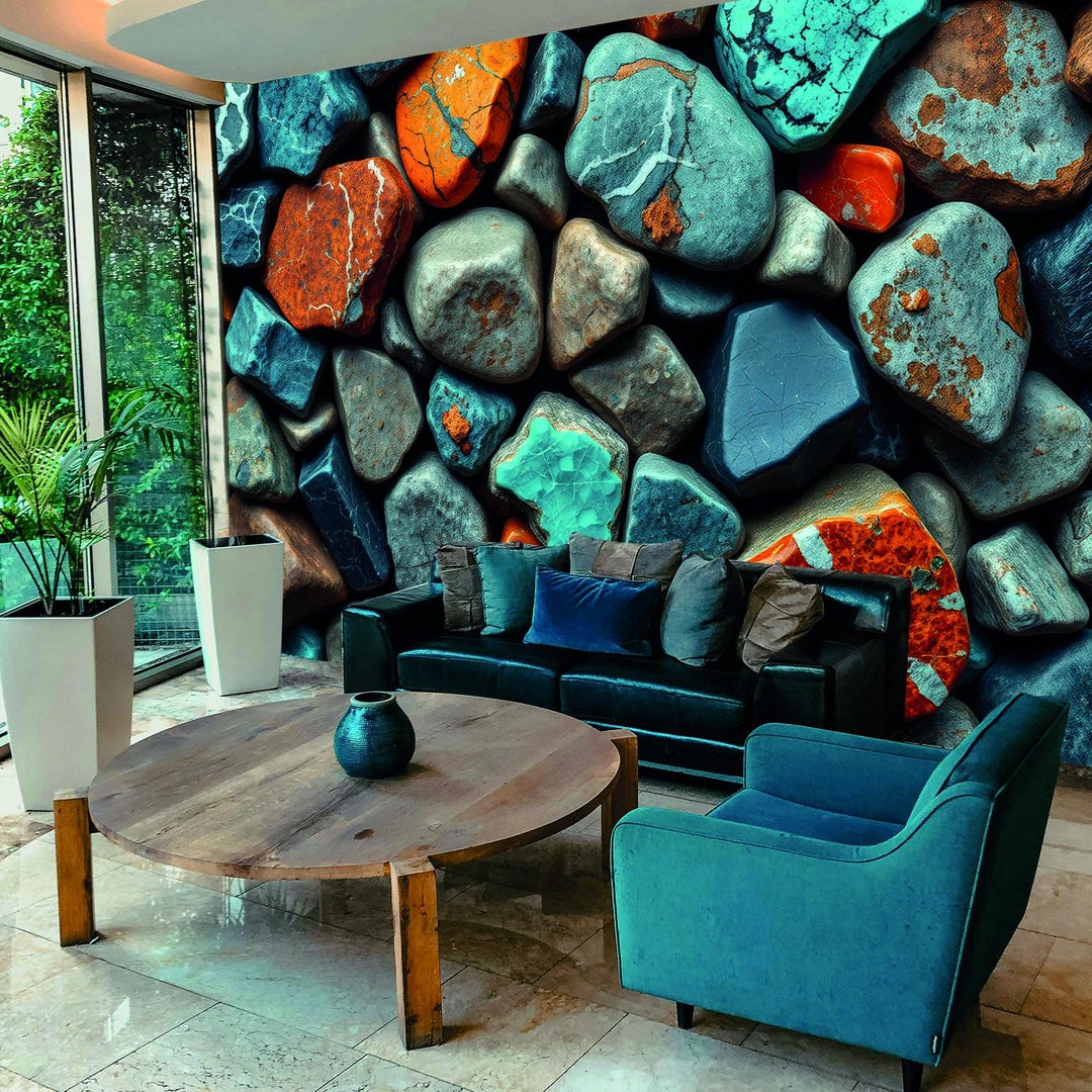 Colorful Stone Wall Mural Geological Traditional Wallpaper Custom Wall ...