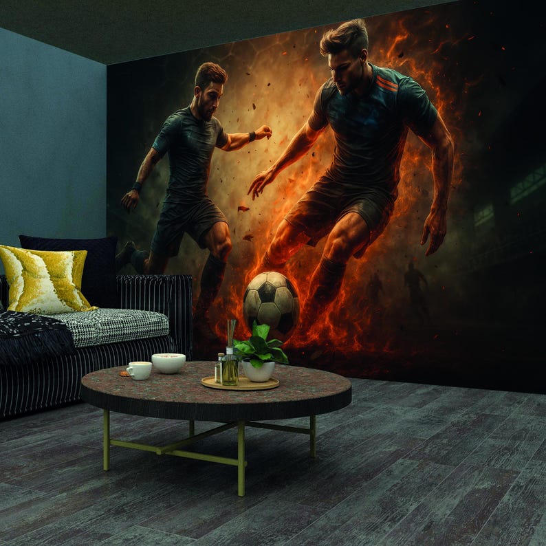 Epic Soccer Wall Mural Football Players Wallpaper Sports Room Decor ...