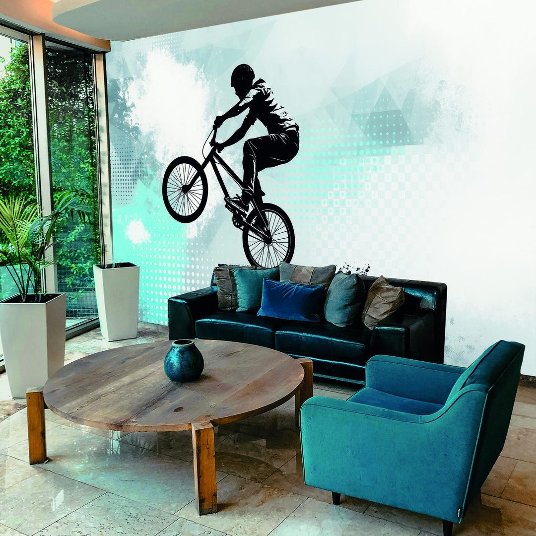 Bike Rider Peel and Stick Wall Mural Urban Sport Wallpaper Teen Room ...