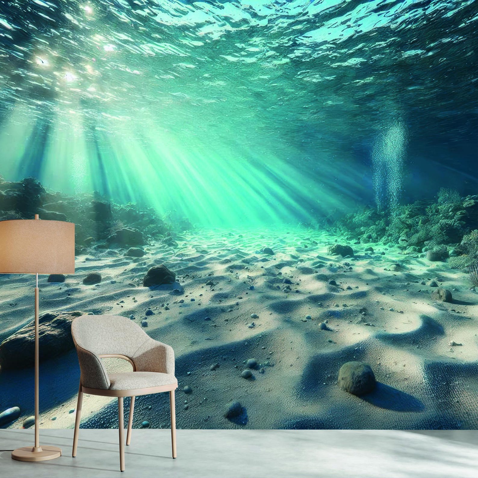 Immersive Ocean Floor Wall Mural Nature Traditional Wallpaper Realistic ...