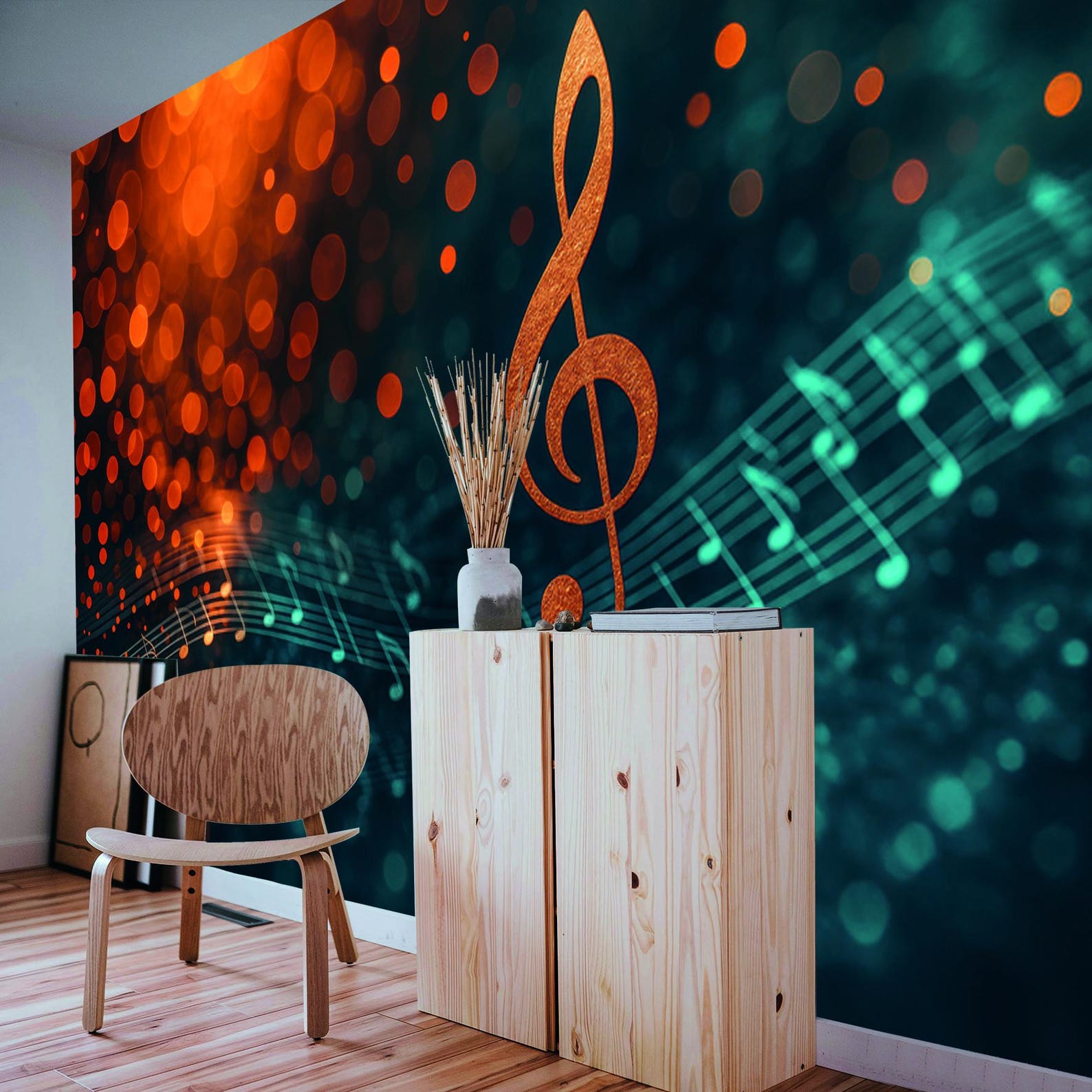 Music Notes Peel and Stick Wall Mural Musical Abstract Wall Art ...