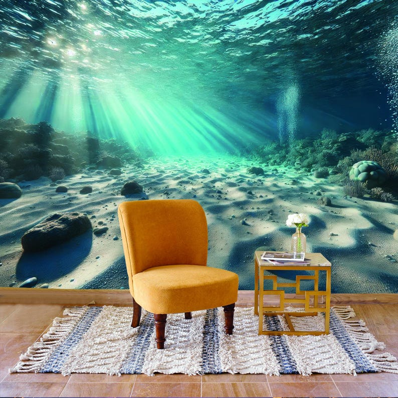 Immersive Ocean Floor Wall Mural Nature Traditional Wallpaper Realistic ...