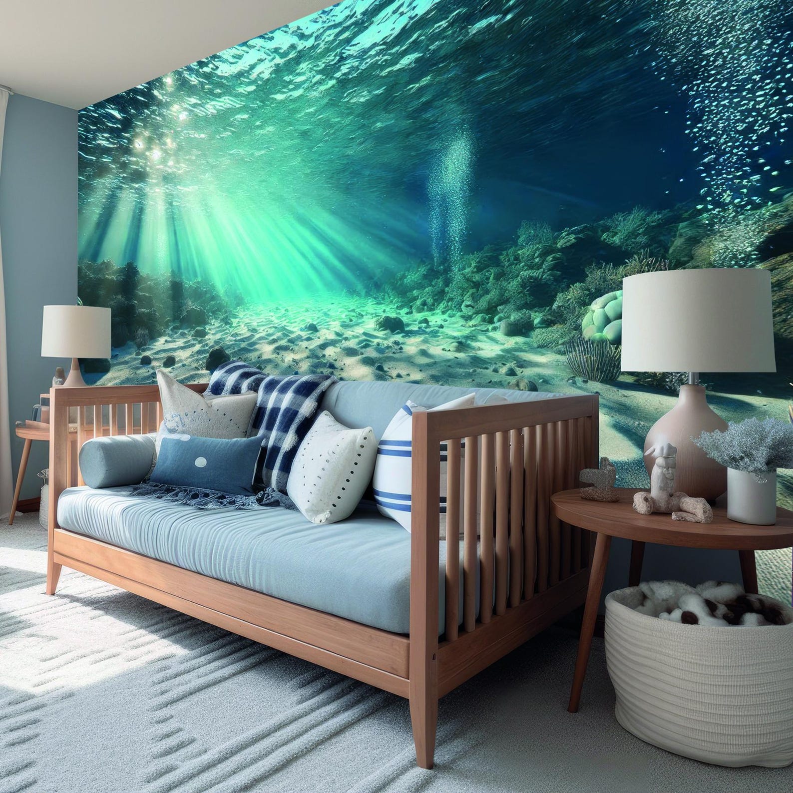 Immersive Ocean Floor Wall Mural Nature Traditional Wallpaper Realistic ...