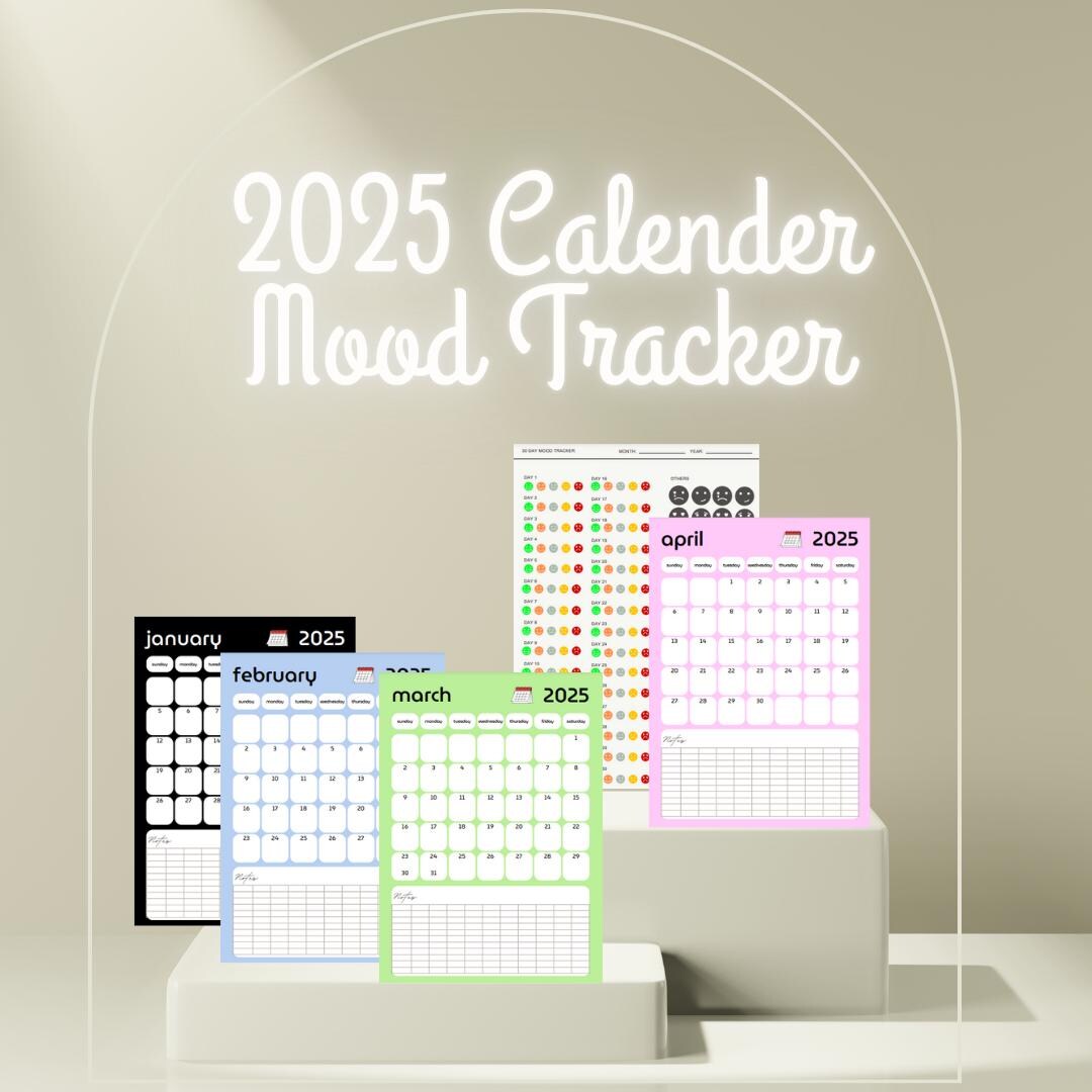 2025 Calender / Montly Notes / Mood Tracker - Etsy