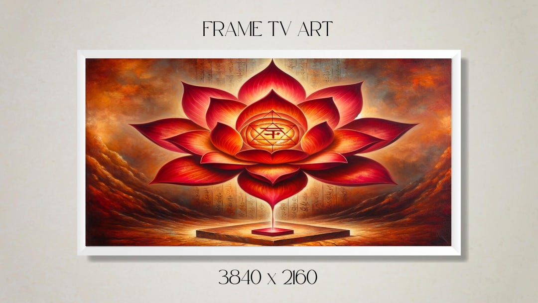 Root Chakra Frame TV Art, Red Lotus Flower Root Chakra Screensaver ...