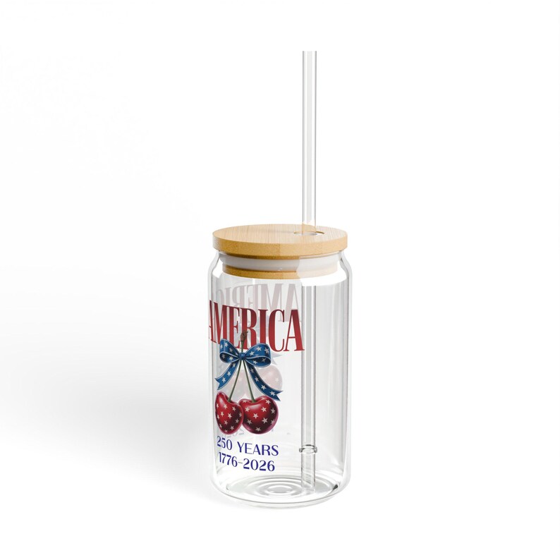 America Cherry Patriotic Design Sipper Glass | 16oz, 250 Years USA ...