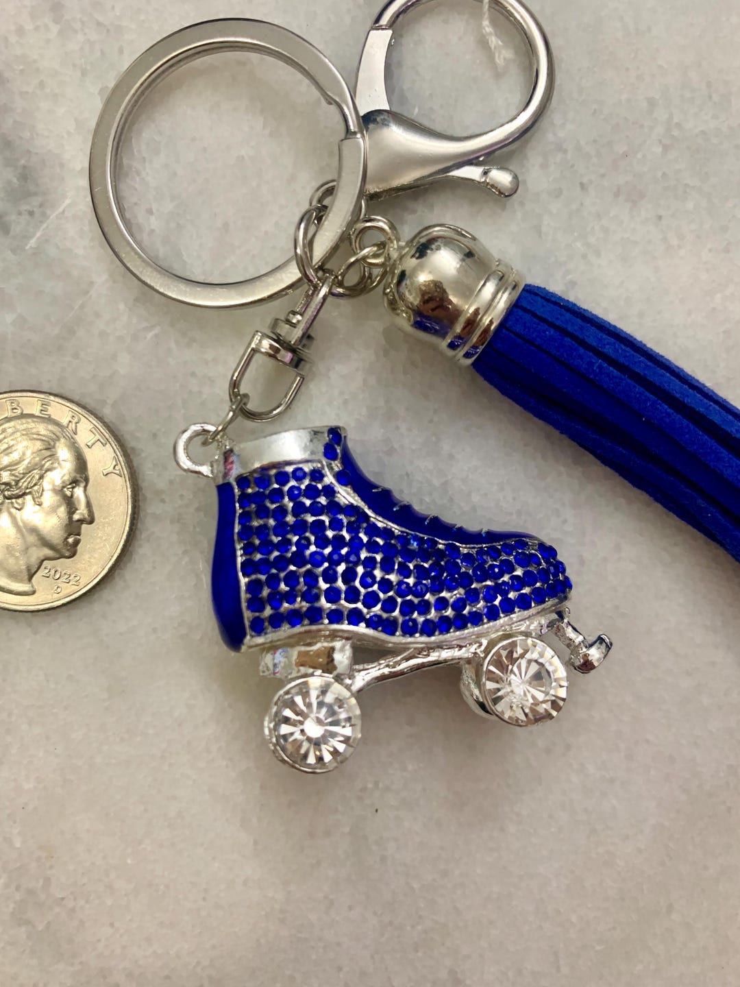 Roller Skate Royal Blue Bling Rhinestone With Blue Tassel and Silver ...