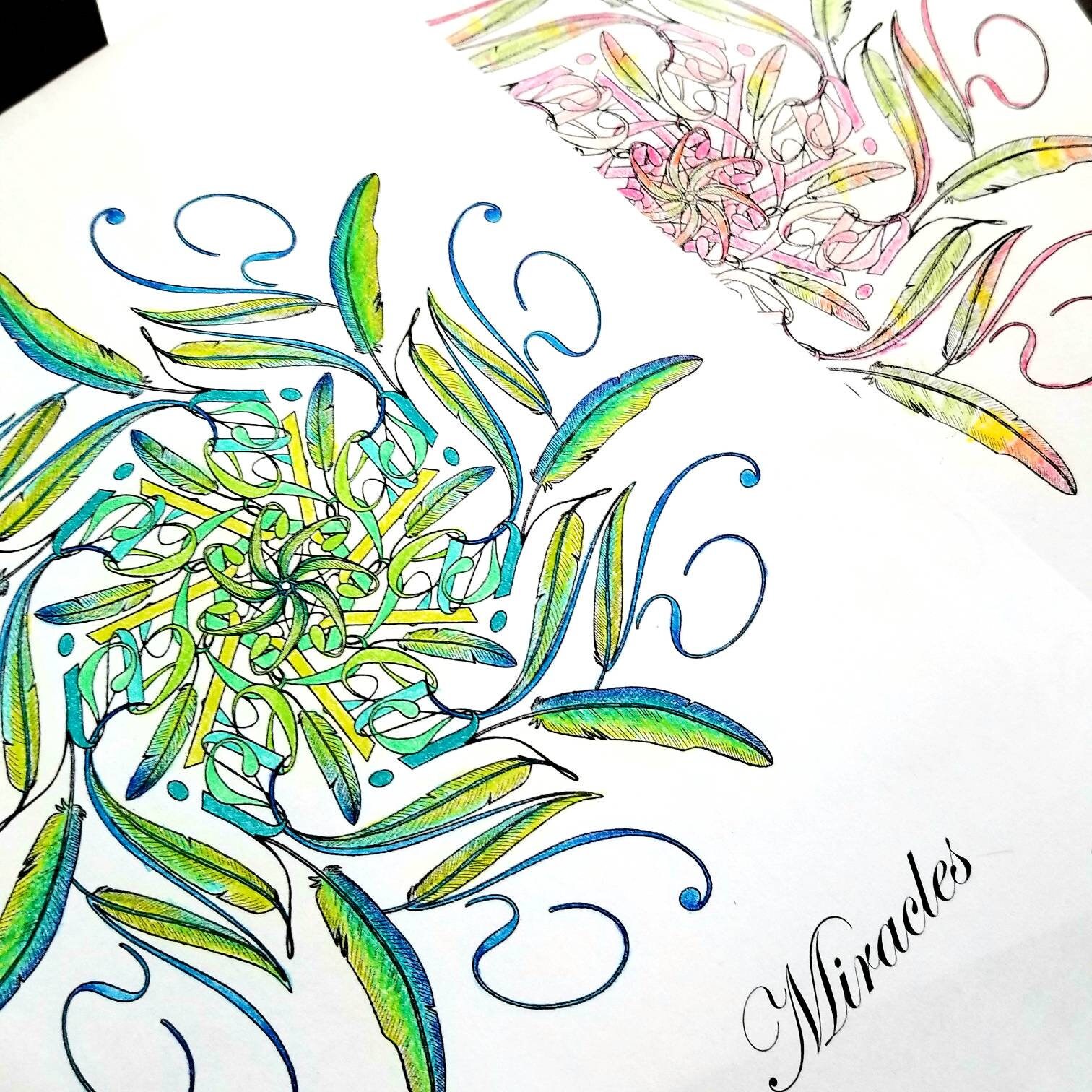Miracle Maker - Typography / Calligraphy / Lettering Mandala Coloring ...