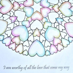 Love Worthy - Heart Mandala Coloring Page - Instant Digital Download ...