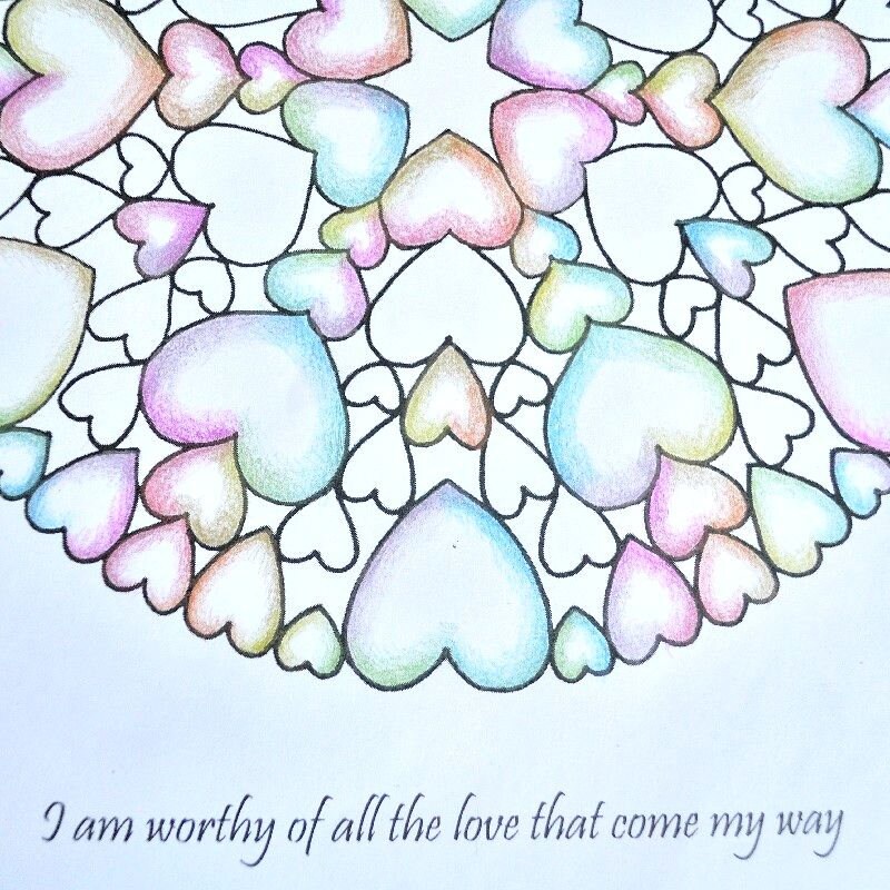 Love Worthy - Heart Mandala Coloring Page - Instant Digital Download ...