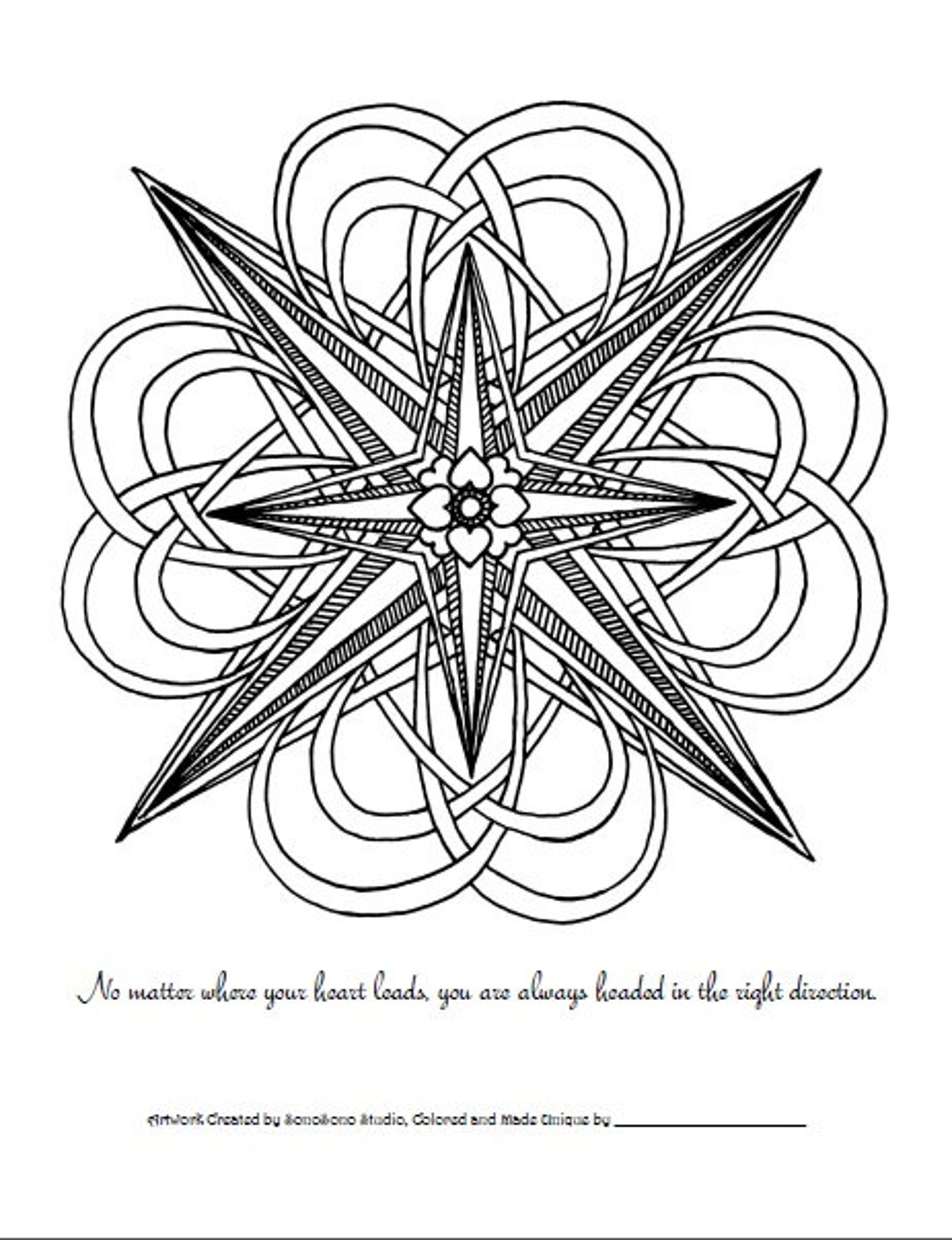 Right Direction - Compass Mandala Coloring Page - Instant Download PDF ...