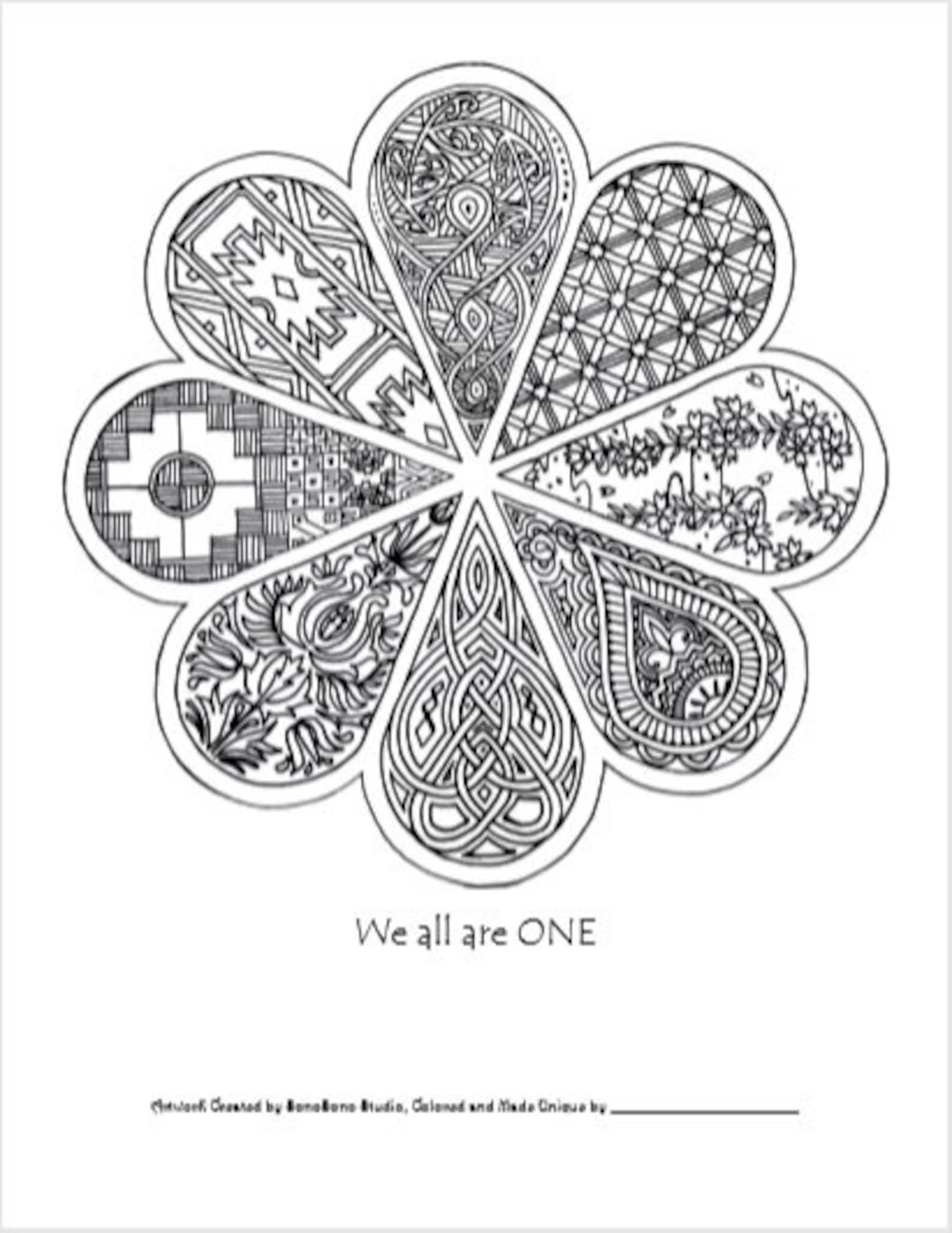 We All Are One - Multi-cultural Mandala Coloring Page and Song Lyrics ...