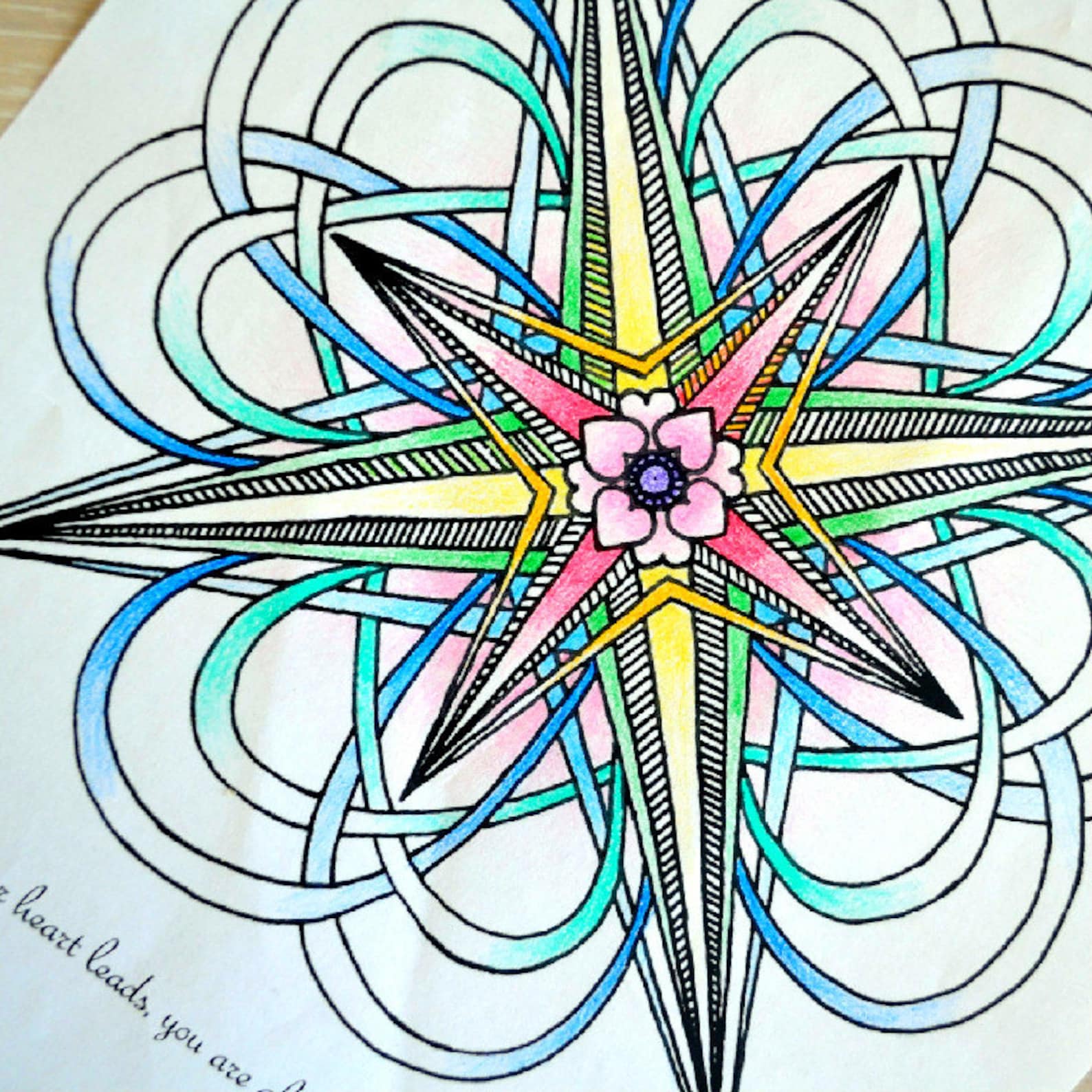 Right Direction - Compass Mandala Coloring Page - Instant Download PDF ...