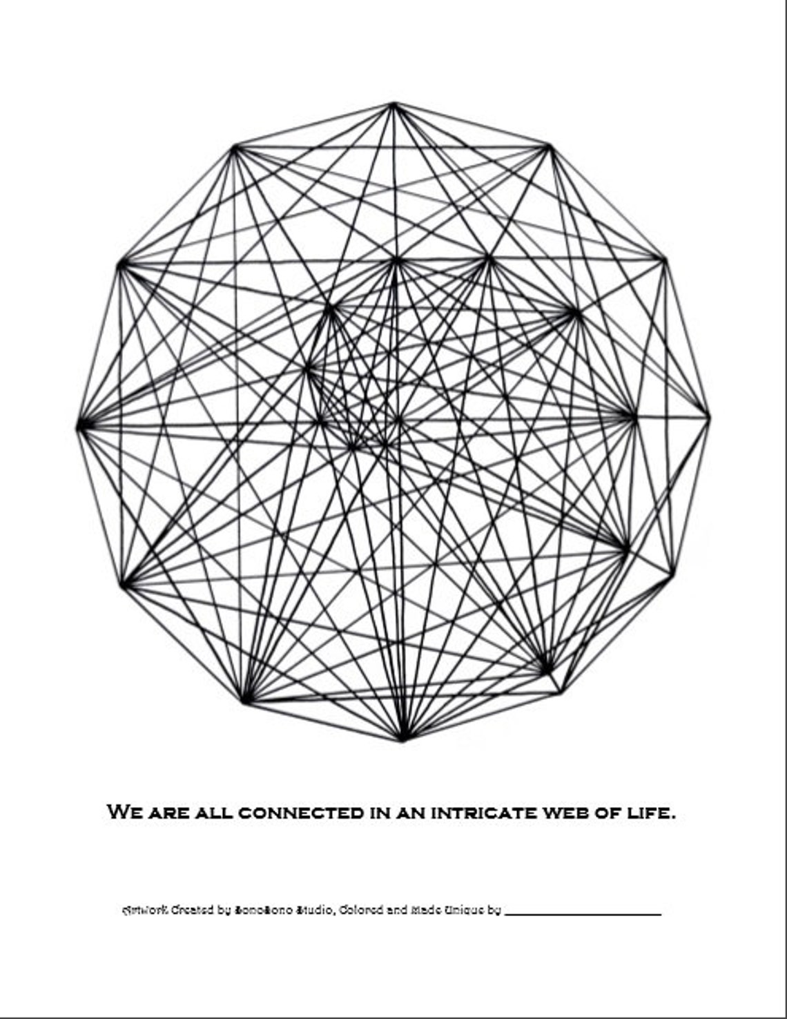 We Are All Connected - Web of Life Mandala Coloring Page - Instant ...