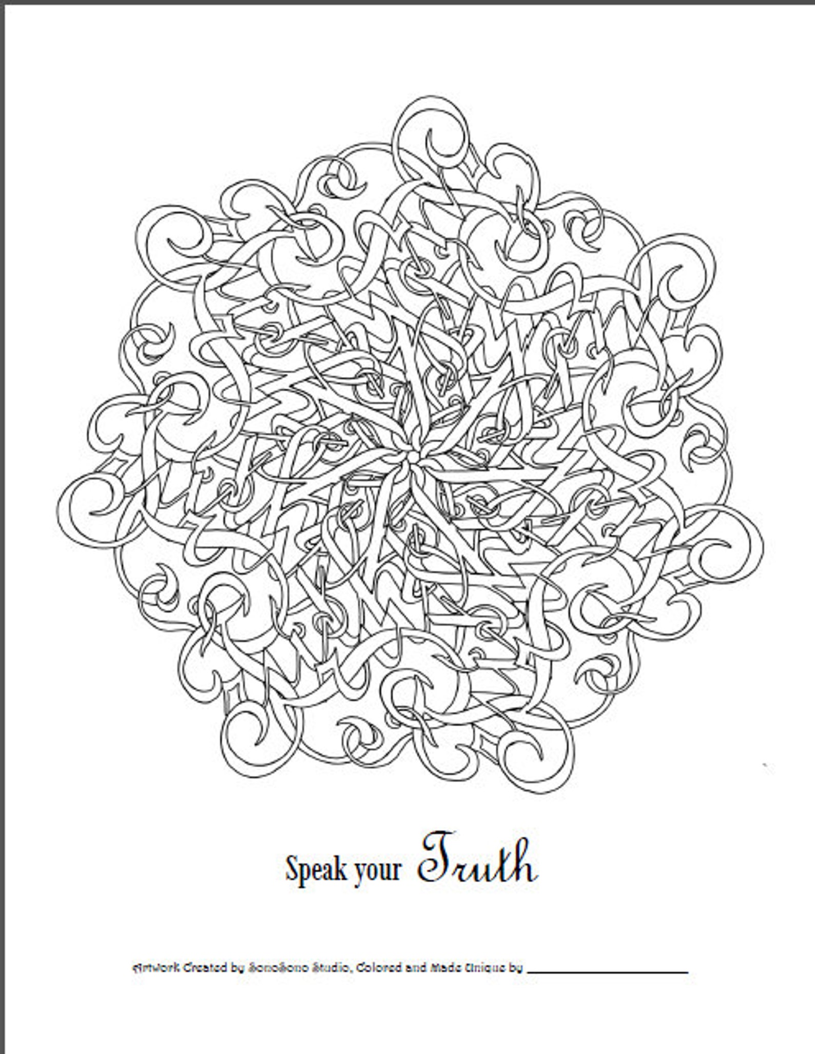 Speak Your Truth - Modern Calligraphy / Lettering / Typography Mandala ...