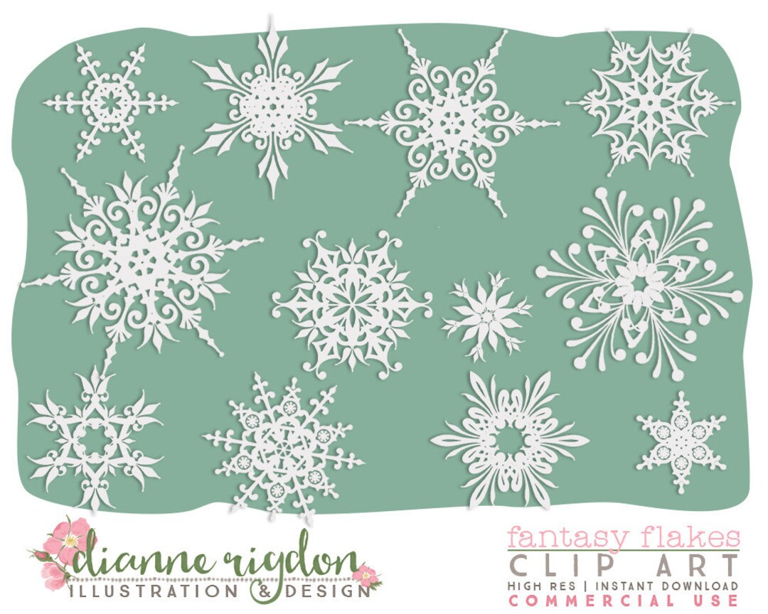 Happy Snowflake Clip Art Royalty Free Commercial Use Instant Download ...