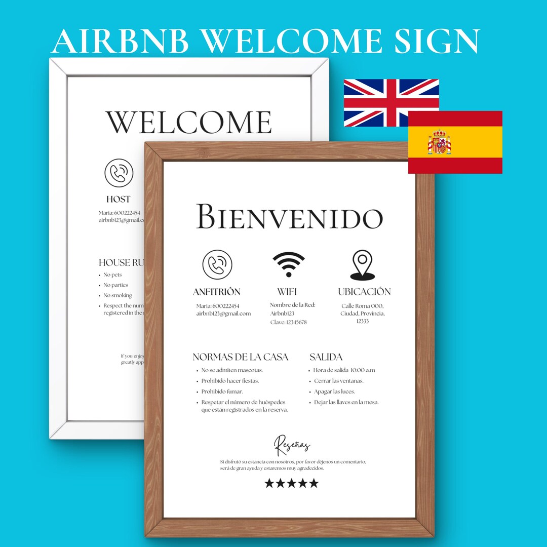 Spanish Welcome Sign Airbnb, Minimalist Welcome Sign Spanish, Printable ...