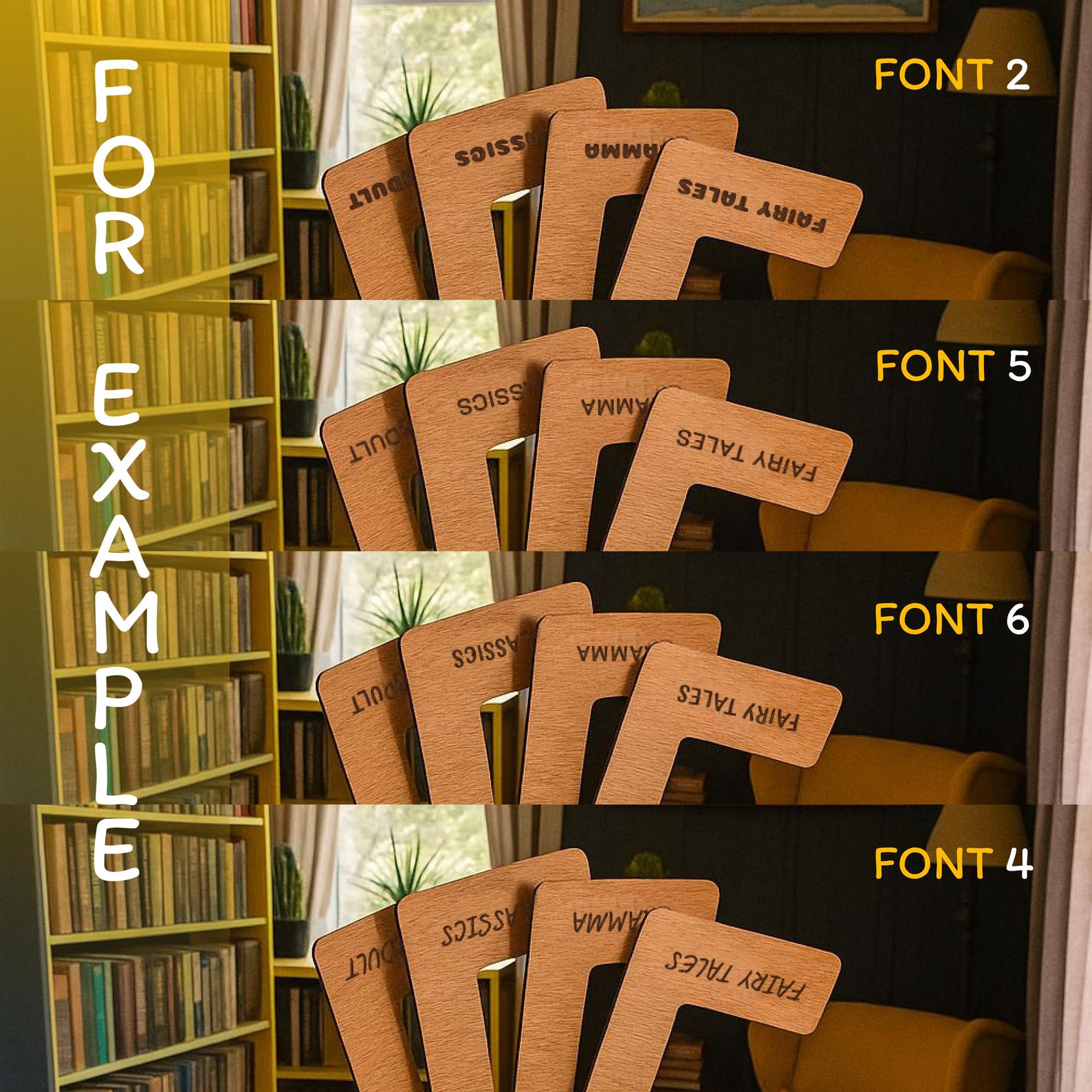 Book Genre Shelf Dividers, Home Library Dividers, Bookshelf Dividers ...