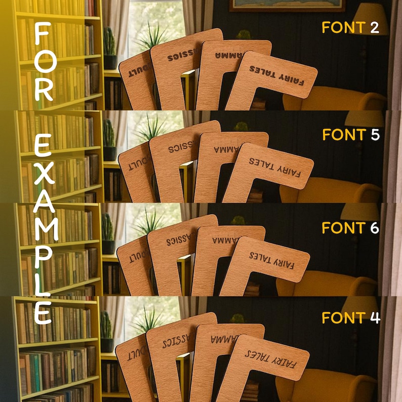 Book Genre Dividers, Book Shelf Dividers,home Library Dividers ...