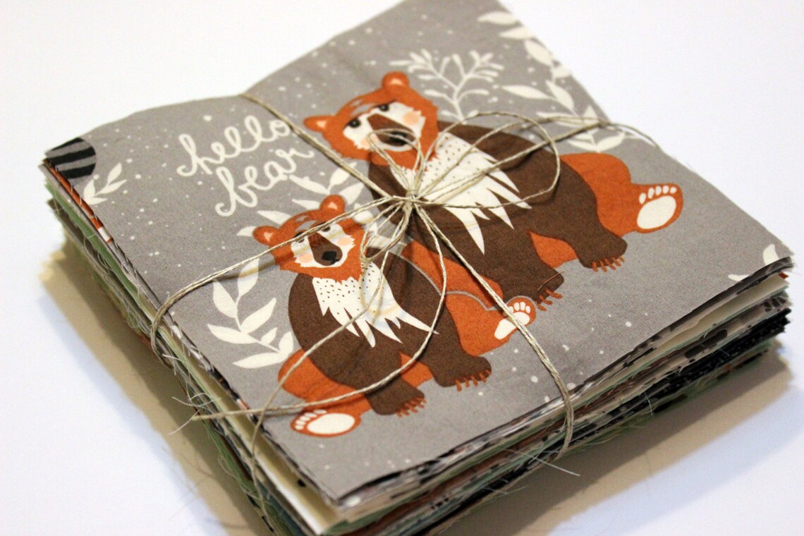 Hello Bear Quilt Kit, Rag Quilt Kit, Modern, Mint, Green, Gray, Grey ...