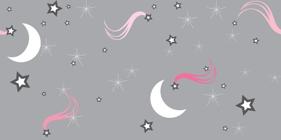 Moon Fabric Starry Night Organic Cotton Sateen Fabric Mod | Etsy