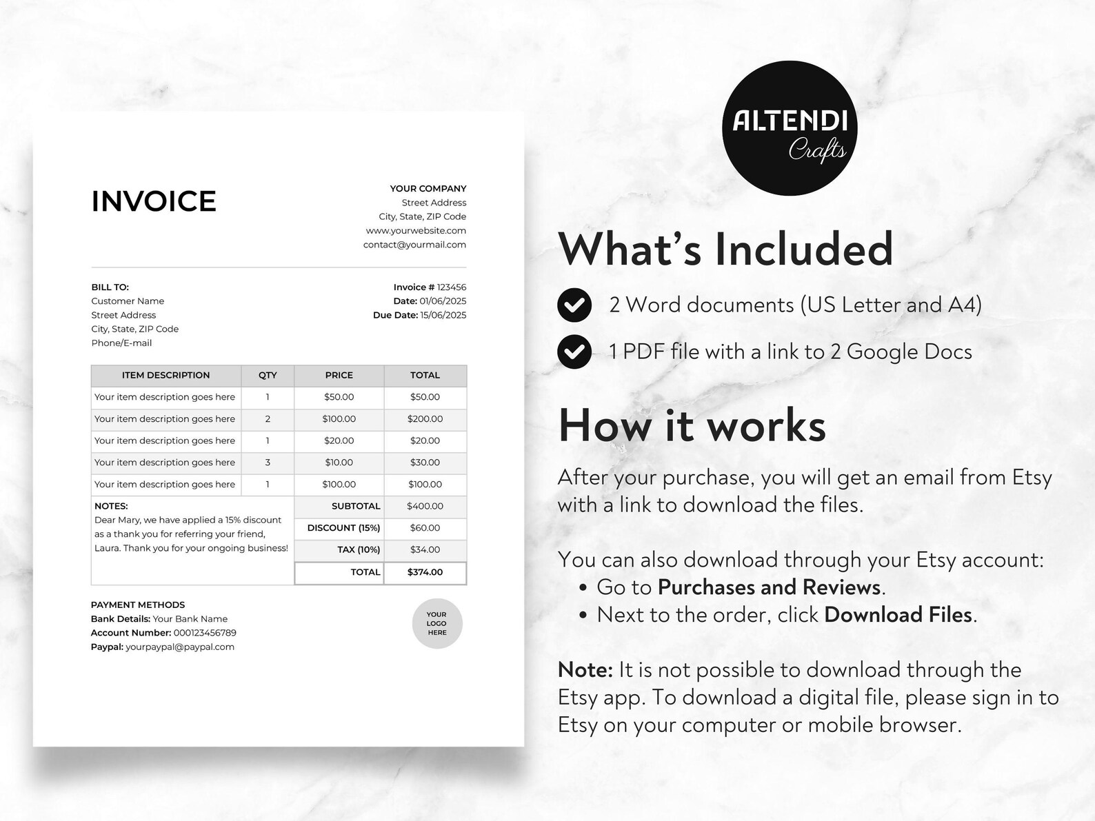 Simple Minimalist Business Invoice, Invoice Template Word, Small ...