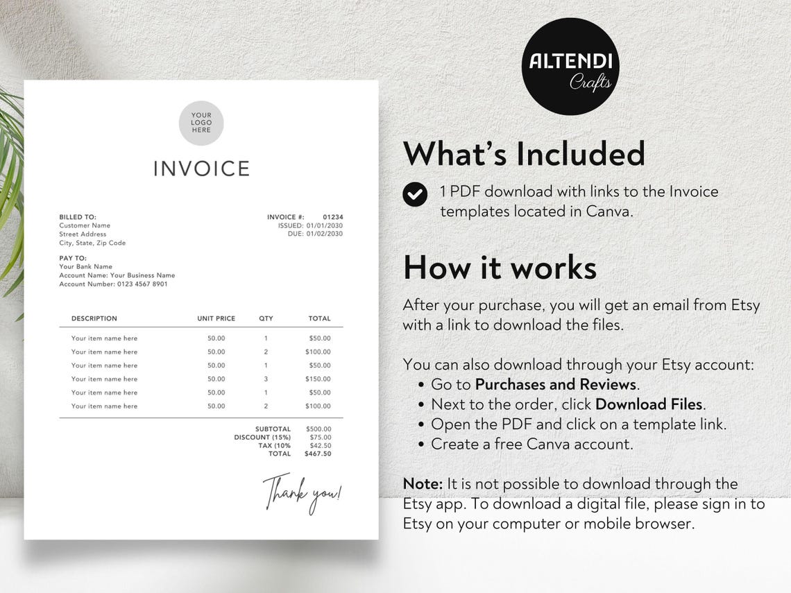 Simple Minimalist Business Invoice, Invoice Template, Small Business ...