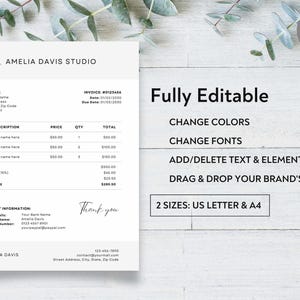 Gray and White Minimalist Invoice, Invoice Template, Small Business ...