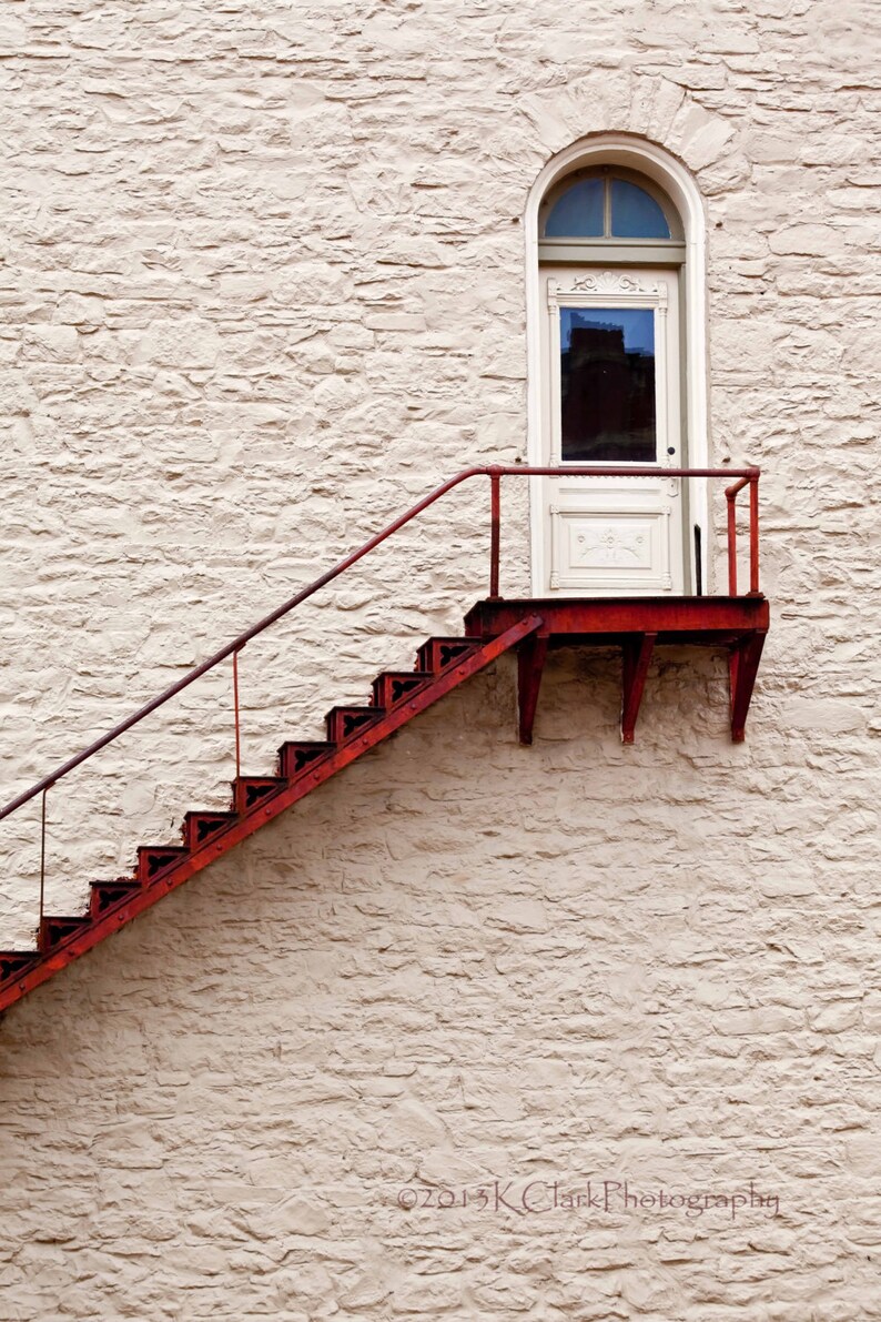 Red Stair 16x24 Fine Art Photography Primary Colors White and Blue ...