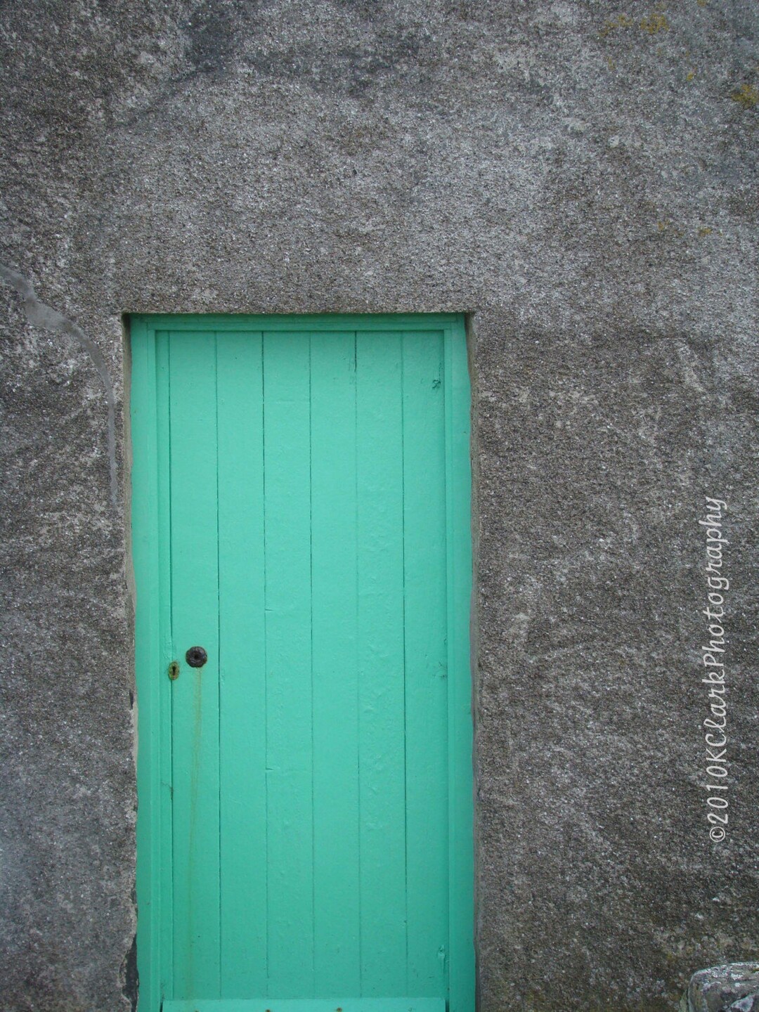 Aqua Scottish Door Signed Photo Scotland Stone Cottage Teal Blue Green ...