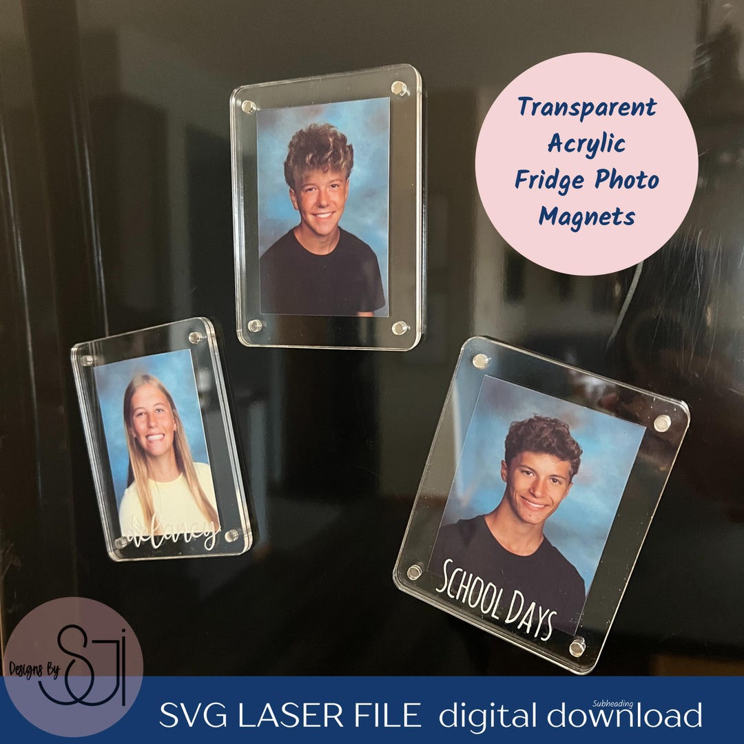 Acrylic Photo Frame Fridge Magnet SVG, Customizable Text (digital ...