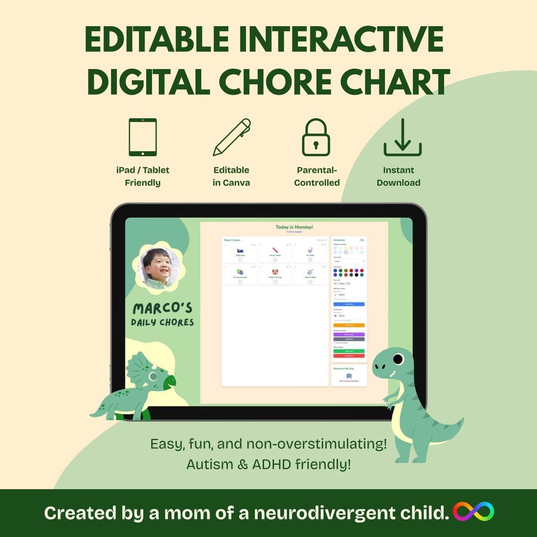 Interactive Editable Chore Chart for Kids on Tablet, Ipad, iPhone ...