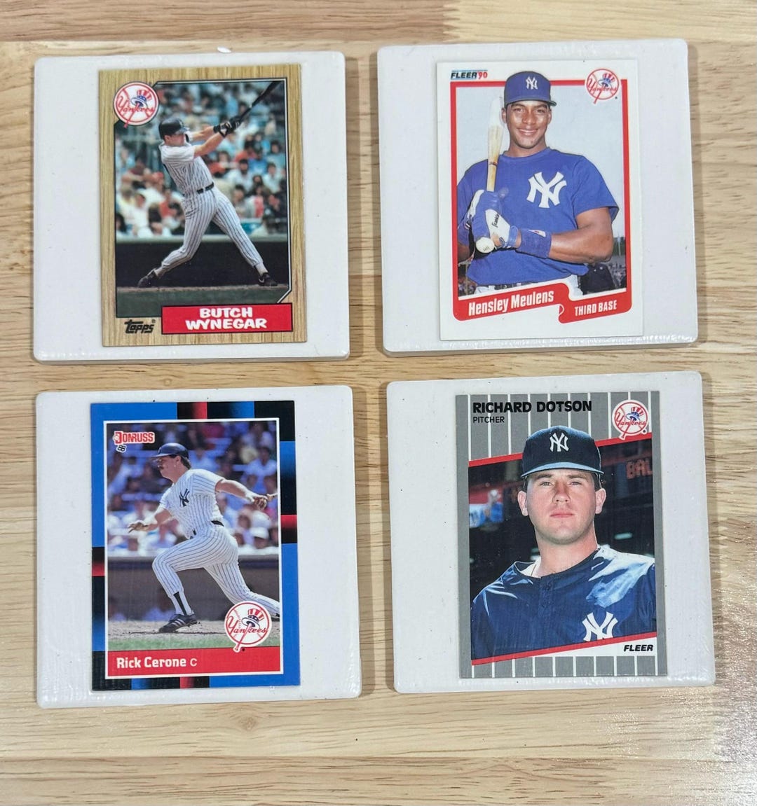 New York Yankees Vintage Baseball Card Coasters Set of 4, Sports ...