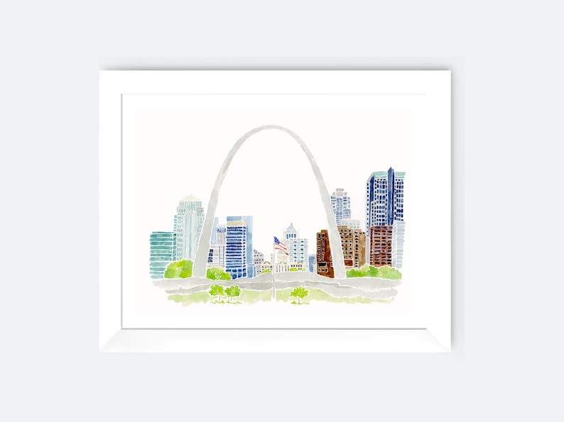St. Louis Skyline Watercolor Print - Etsy
