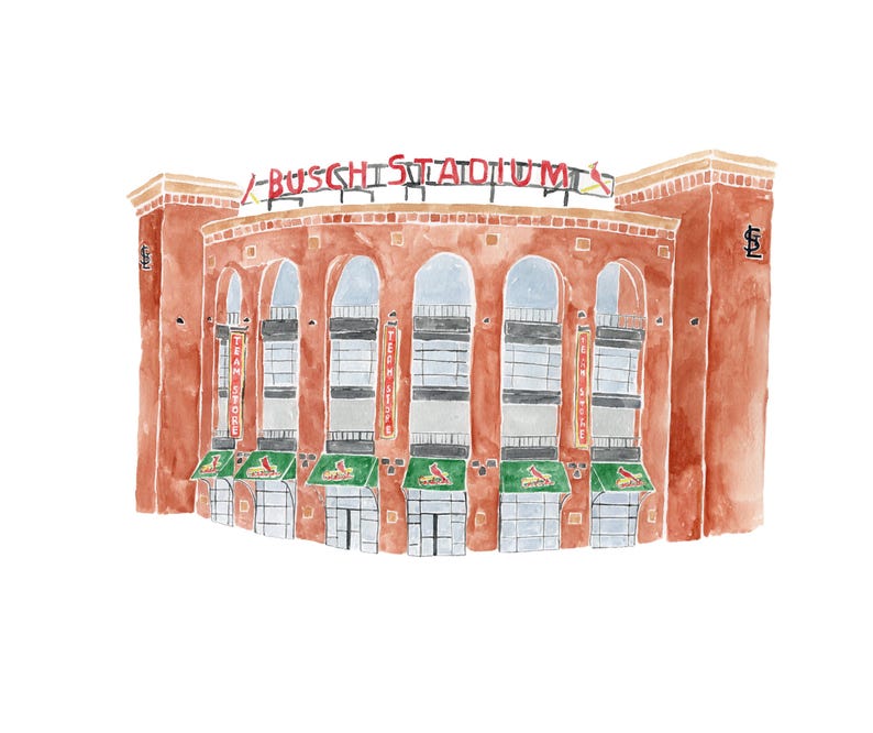 Busch Stadium Watercolor Print - Etsy