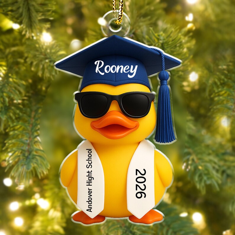 Personalized Graduation Flat Rubber Duck Christmas Ornaments: Senior ...