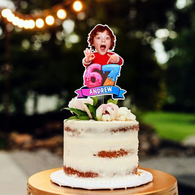 Funny 6 7 Birthday Cake Topper, Custom Face 67 Meme Cake Topper for ...