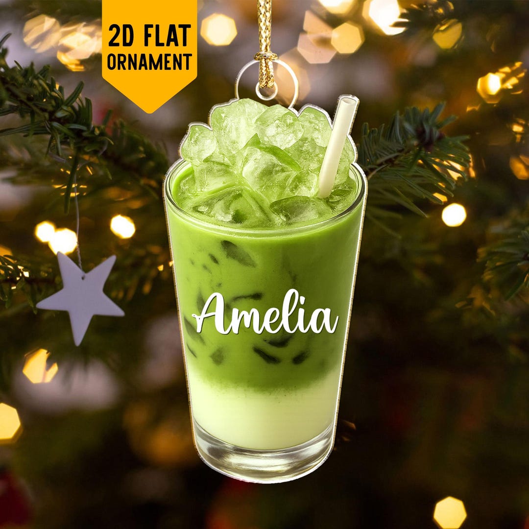 Custom 2D Flat Iced Matcha Latte Ornament: Tea Lover Christmas Gift - Etsy