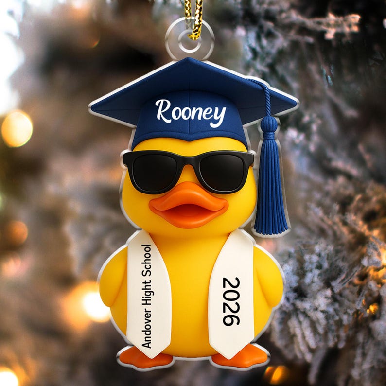 Personalized Graduation Flat Rubber Duck Christmas Ornaments: Senior ...