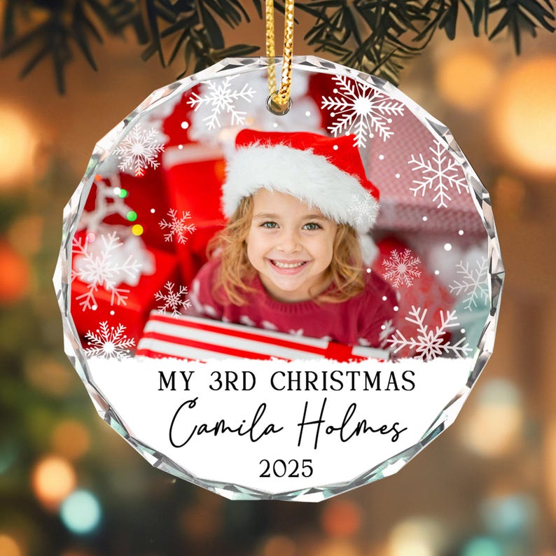 Custom Photo Kids Ornament, 3rd Christmas Ornament, Baby Third ...